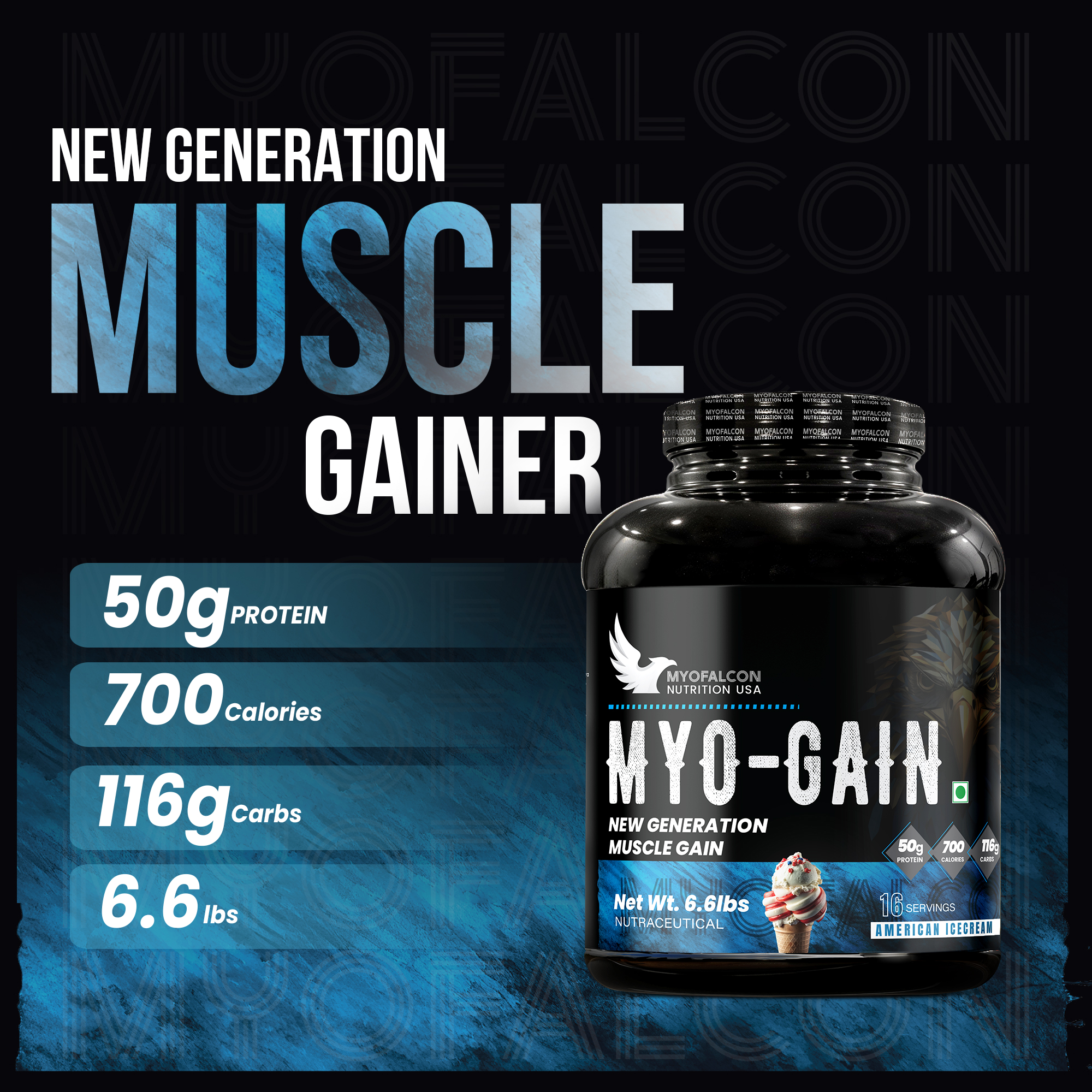 Myofalcon Myo-Gain Mass Gainer – 4.9lbs – Myofalcon